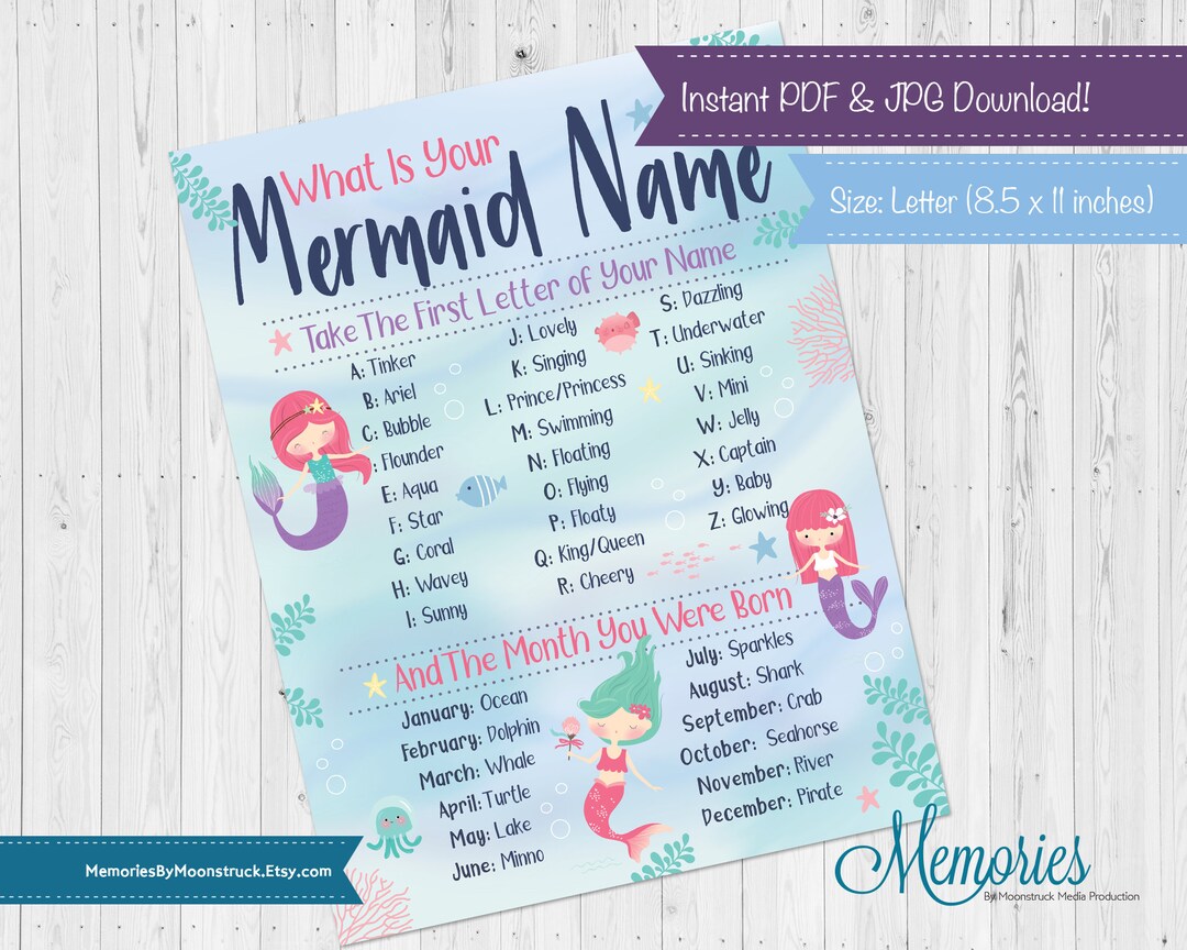What is Your Mermaid Name Party Sign, Magical Mermaid Birthday Party ...