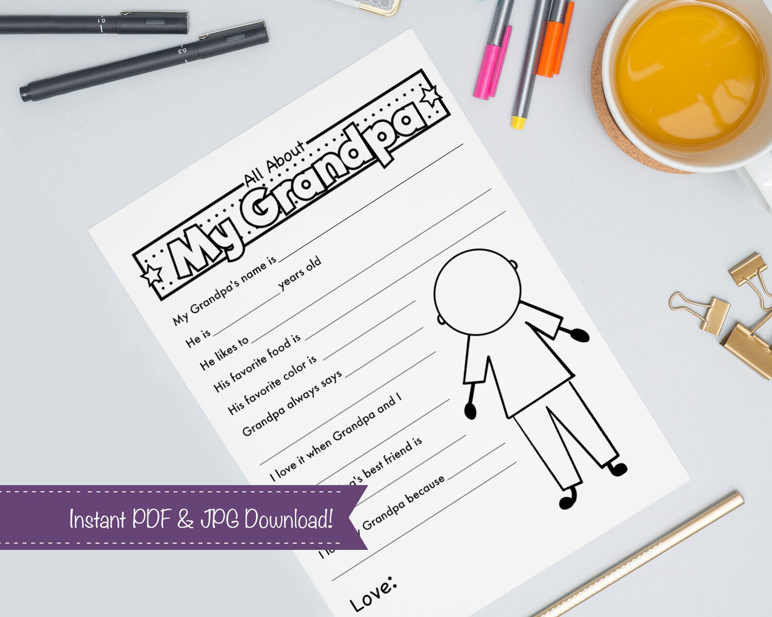 All About My Grandpa Birthday and Fathers Day Fill in the - Etsy