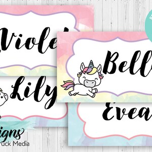 Editable Rainbow Unicorn Name Tags, Magical Unicorn Birthday Party ...