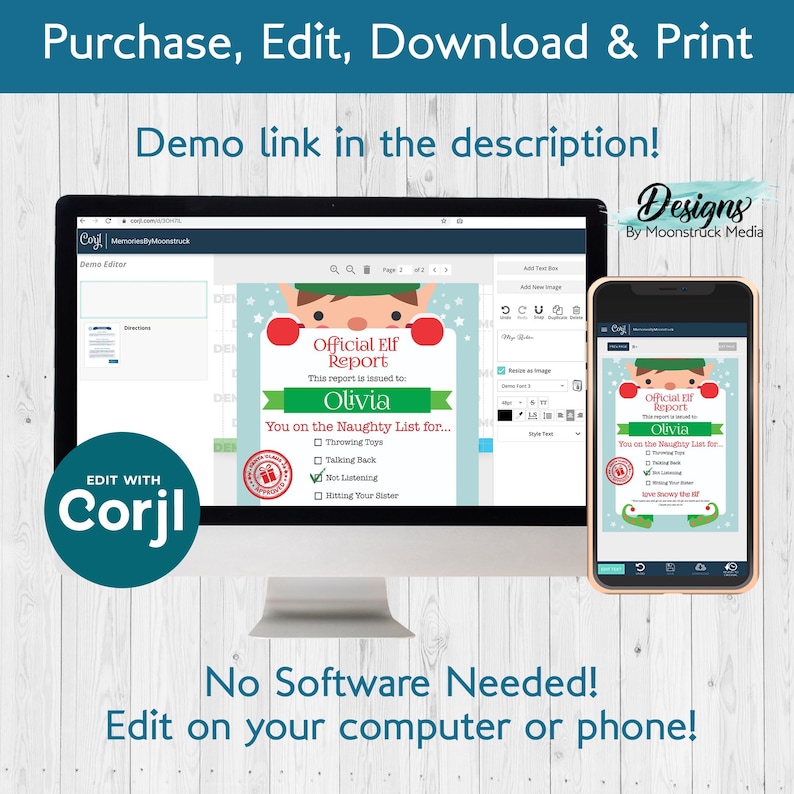 Editable Elf Report Card Template | Naughty or Nice Corjl Printable ...