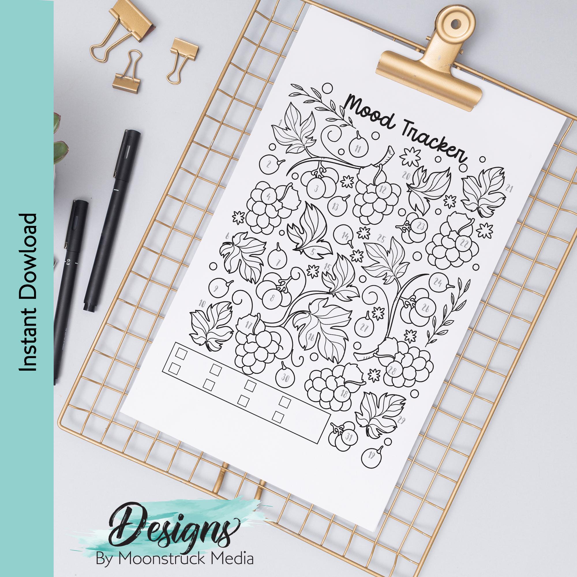 Grape Mood Tracker Printable | Fruit-themed Mental Health Chart ...