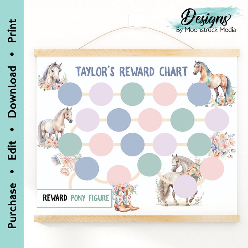 Editable Horse Reward Chart for Kids | Printable Tracker for Chores ...