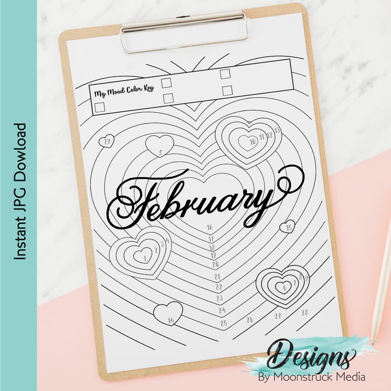 Valentine February Mood Tracker | Heart Mood Tracker Printable | Bullet ...
