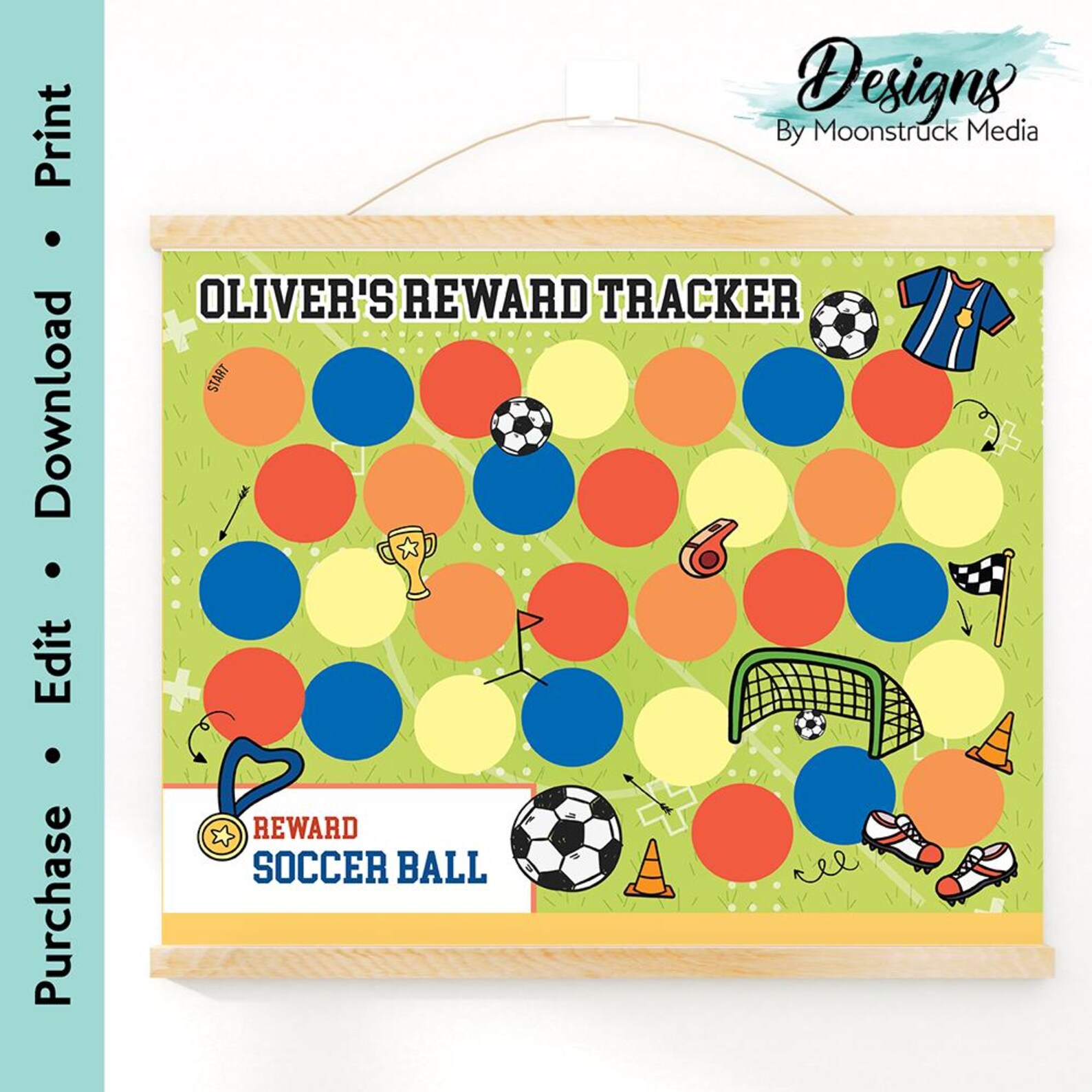 Printable Soccer Reward & Chore Chart for Kids | Daily Task Tracker ...