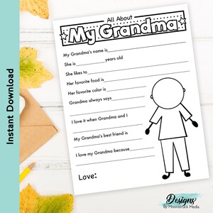 All About My Grandma Fill-in Letter | Grandparents Day Activity for ...