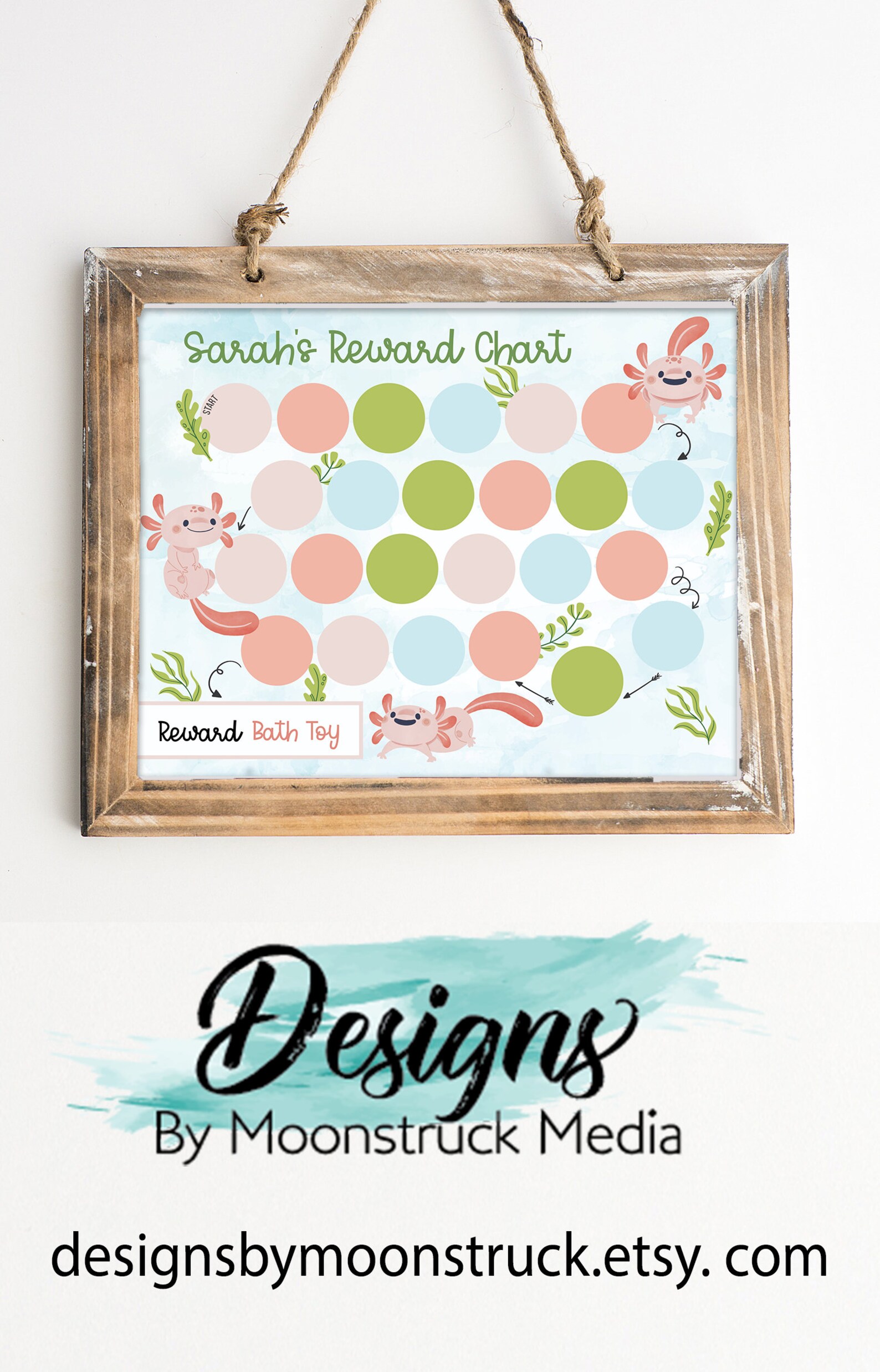 Editable Axolotl Reward Chart for Kids | Printable Checklist Tracker ...