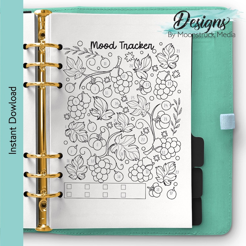 Grape Mood Tracker Printable | Fruit-themed Mental Health Chart ...