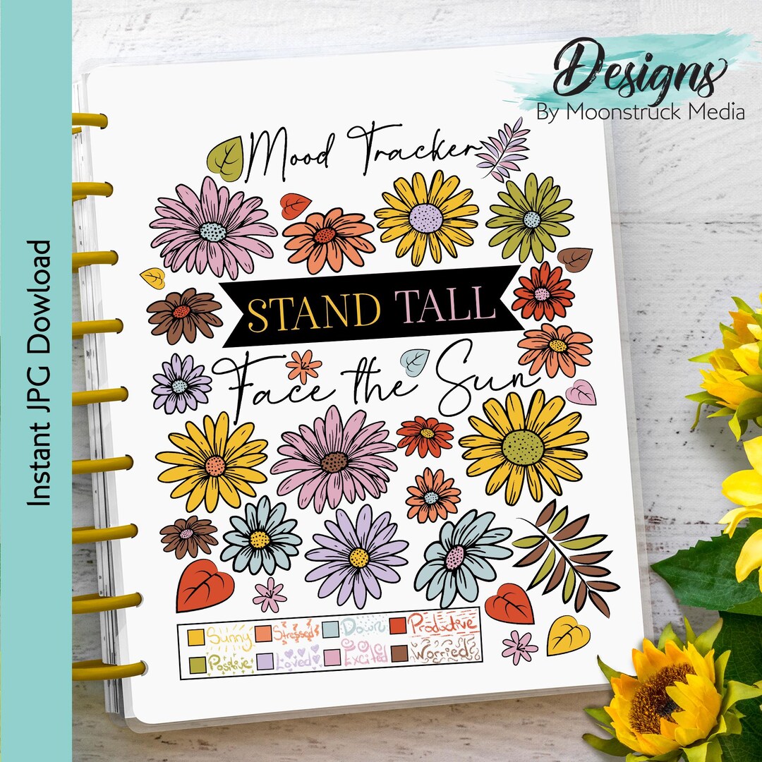 Sunflower Mood Tracker Printable | Bullet Journal Mood Log Insert ...