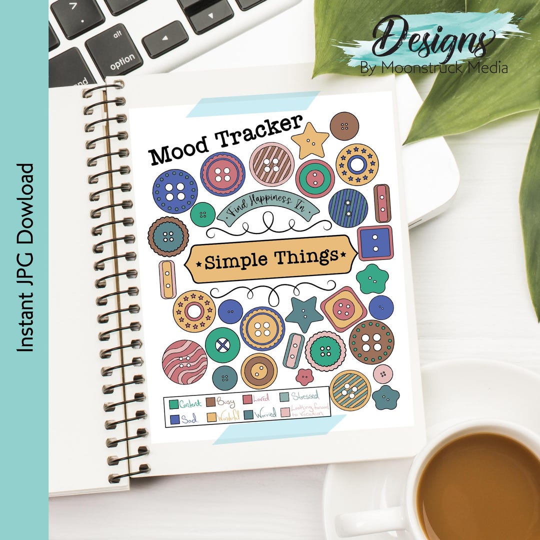 Button Mood Tracker Printable | Colorful Journal Insert for Bullet ...