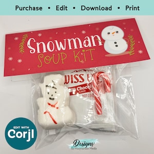 Snowman Hot Cocoa Tag - Snowman Melting Kit - Printable Holiday Gift ...
