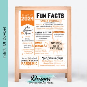 Orange 2024 Fun Fact Graduation Printable, Graduation Table Signs ...