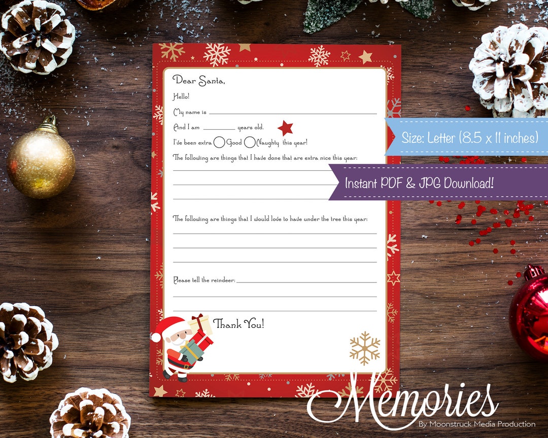 Letter to Santa Wishlist Dear Santa Printable Letter to - Etsy