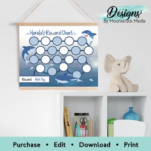 Editable Shark Reward Chart for Kids | Printable Tracker for Potty ...