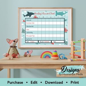 Editable Shark Reward Chart for Boys | Printable Chore, Potty Training ...