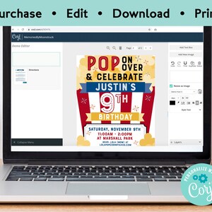 Pop on Over Popcorn Invitation, Movies Invitation, Movie Birthday ...