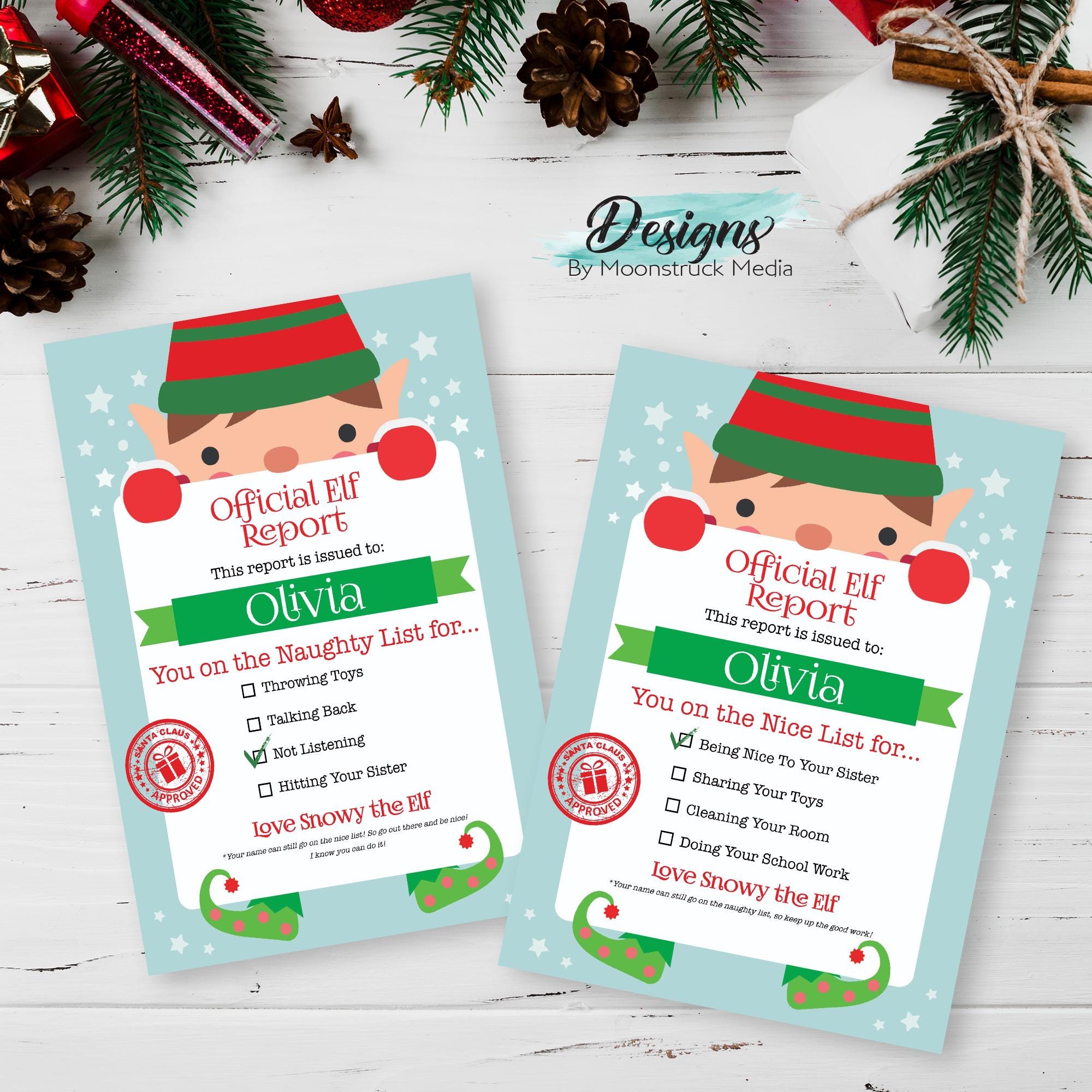 Editable Elf Report Card Template | Naughty or Nice Corjl Printable ...
