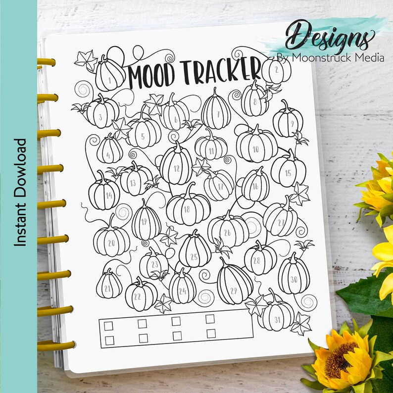 Pumpkin Mood Tracker Printable | Fall Bullet Journal Planner Insert ...