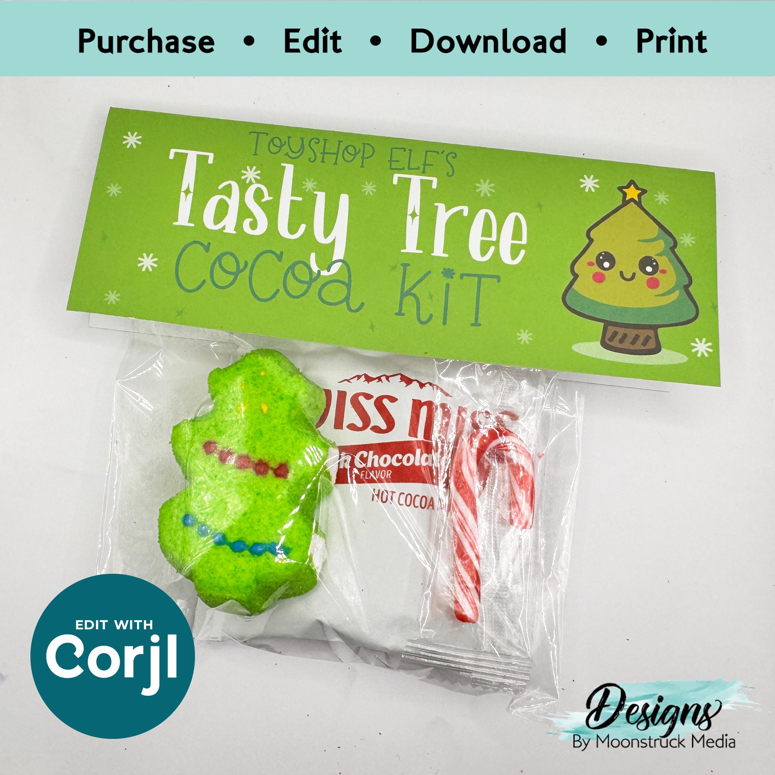 Toyshop Elf's Tasty Tree Hot Cocoa Kit Label Printable | Christmas ...
