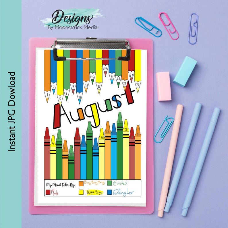 August Mood Tracker Printable | Back to School Monthly Mood Tracker ...