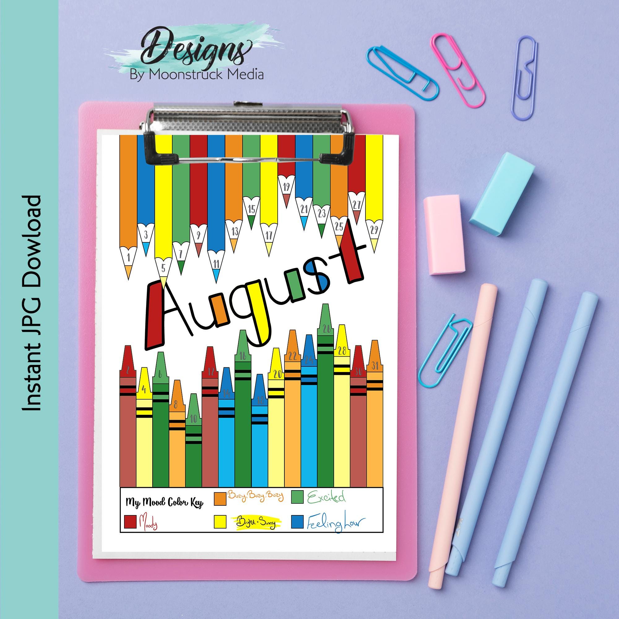 August Mood Tracker Printable | Back to School Monthly Mood Tracker ...