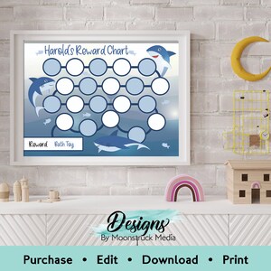 Editable Shark Reward Chart for Kids | Printable Tracker for Potty ...