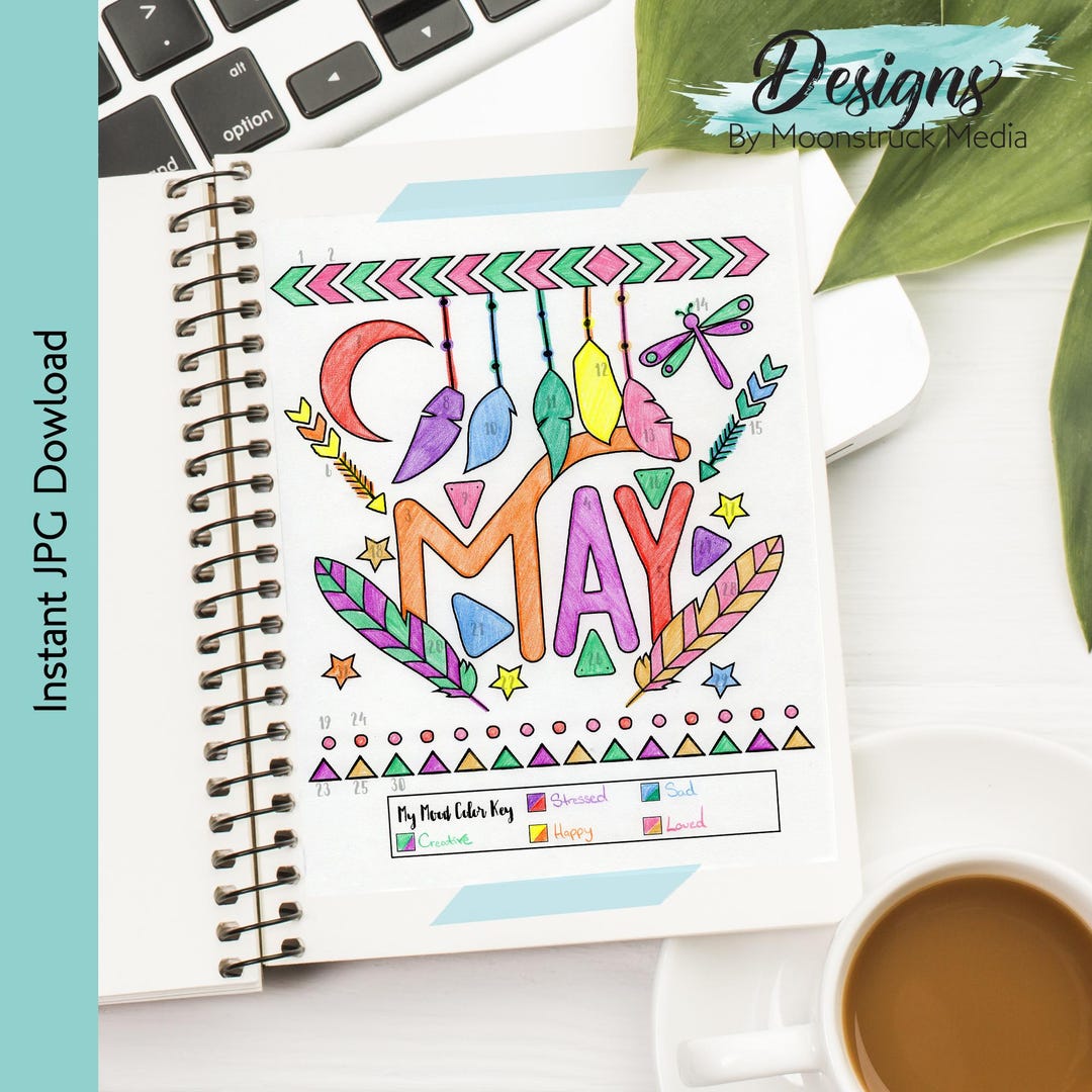 May Mood Tracker Printable | Bullet Journal May Page | Color in Daily ...