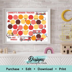 Fire Truck Reward Chart for Kids | Chore & Potty Training Sticker ...