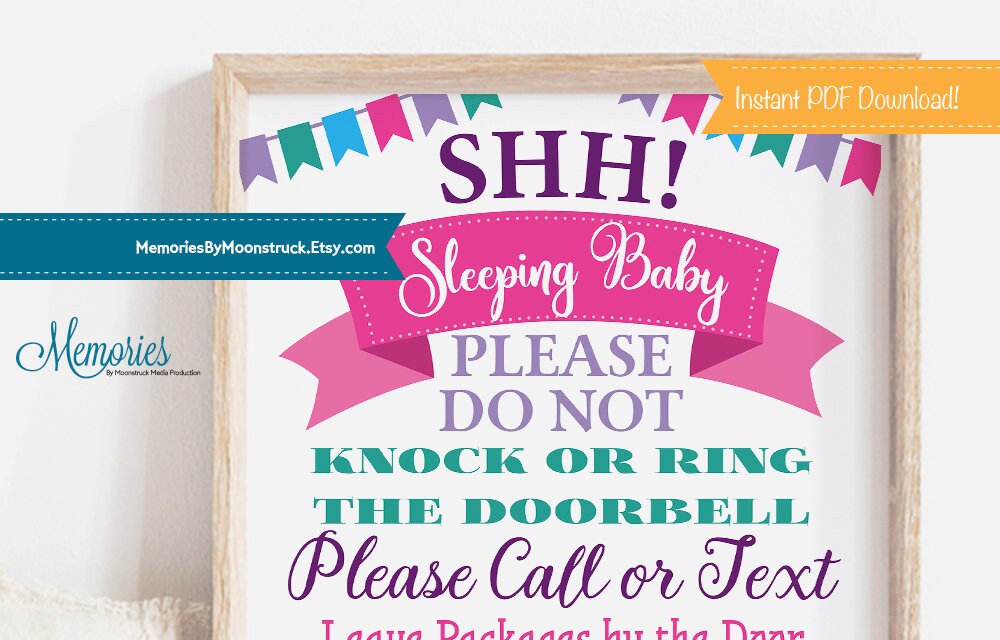 Shh Sleeping Baby Sign Printable Pink | Etsy