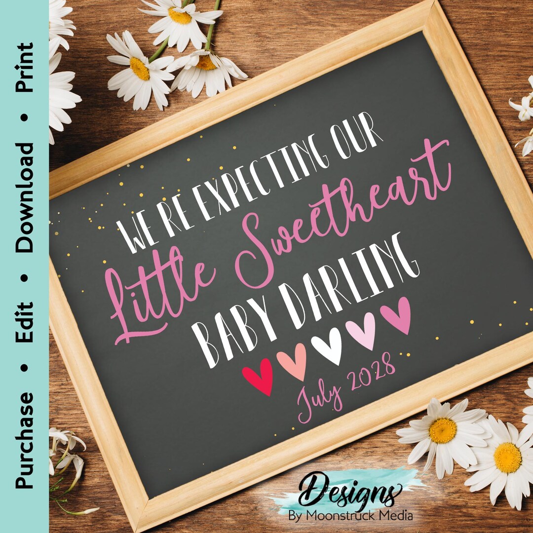 Valentine’s Pregnancy Announcement Sign | We're Expecting Baby Darling ...