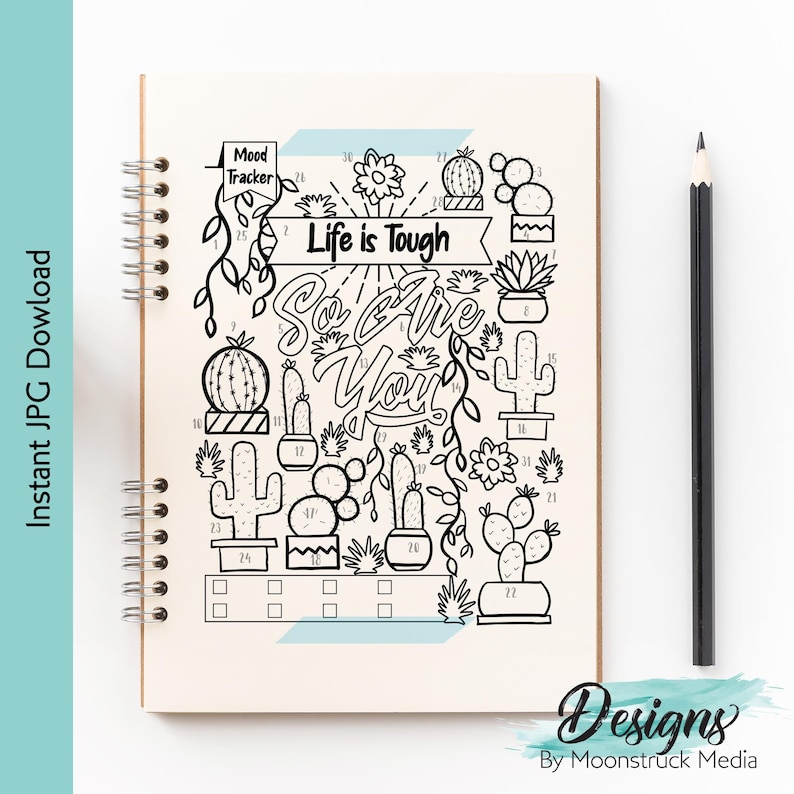 Cactus Mood Tracker Printable | Daily Mood Tracker for Bullet Journal ...