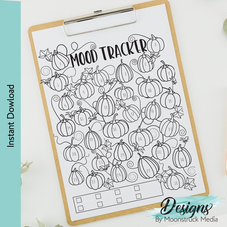Pumpkin Mood Tracker Printable | Fall Bullet Journal Planner Insert ...