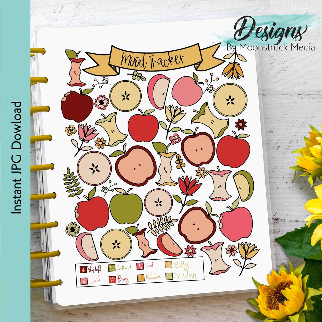 Apple Mood Tracker | Fall Harvest Theme | Bullet Journal Printable ...