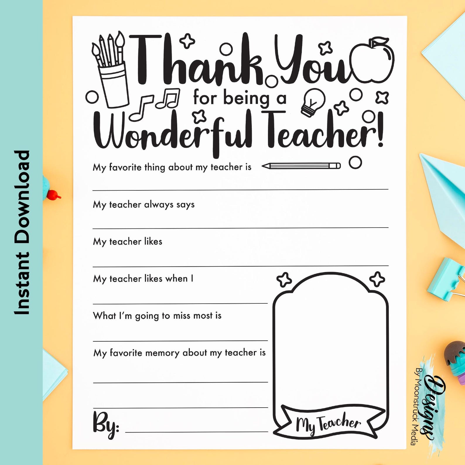 All About My Teacher Fill-in Letter | Teacher Appreciation Week ...