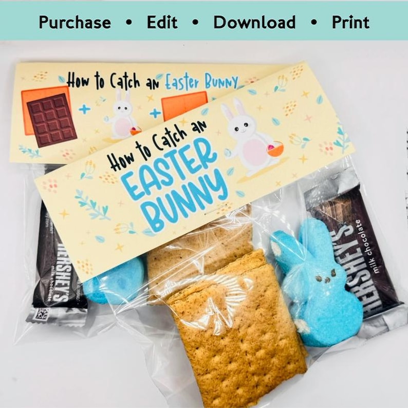 How to Catch an Easter Bunny Treat Bag Topper | Printable Easter Treat ...