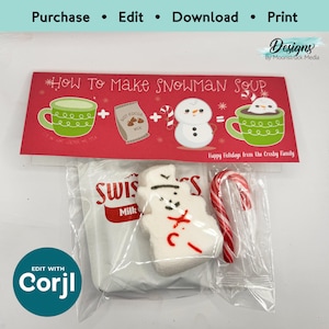 Snowman Hot Cocoa Tag - Snowman Melting Kit - Printable Holiday Gift ...