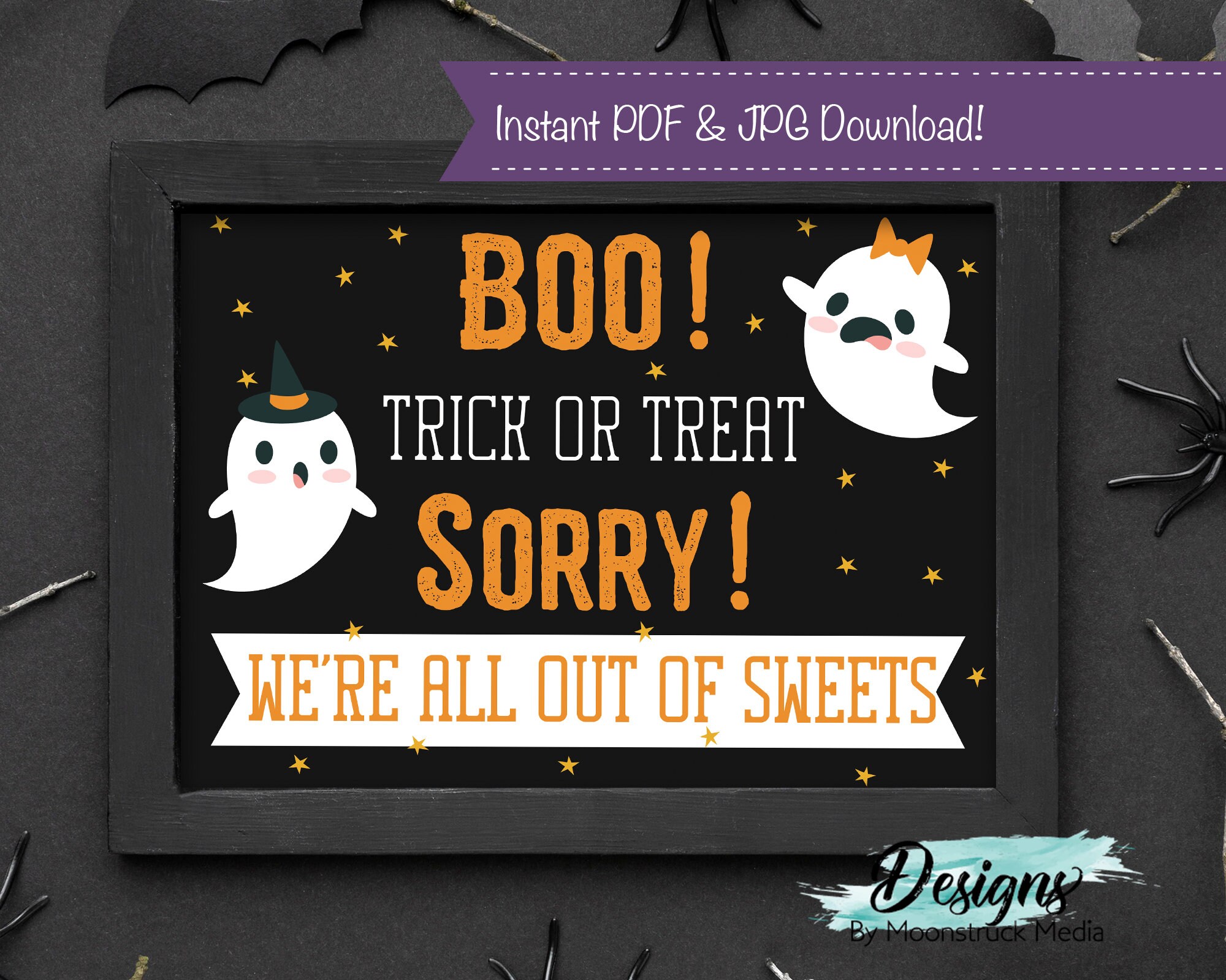 Halloween Out of Candy Door Sign Boo Trick or Treat Sorry - Etsy