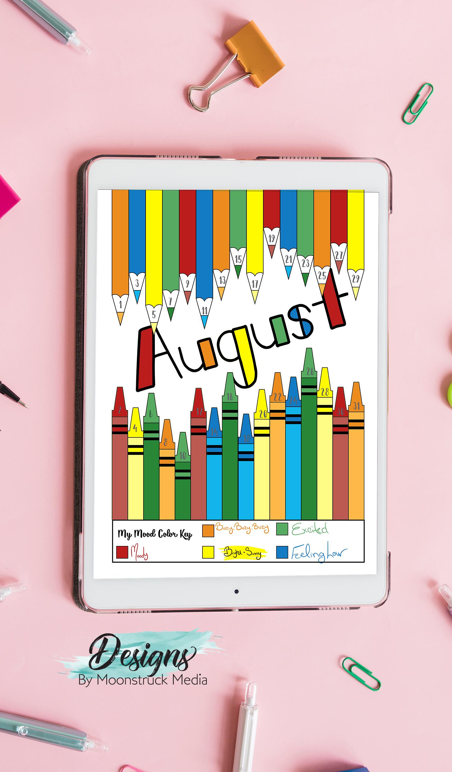 August Mood Tracker Printable | Back to School Monthly Mood Tracker ...