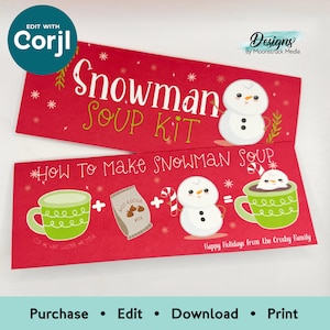 Snowman Hot Cocoa Tag - Snowman Melting Kit - Printable Holiday Gift ...