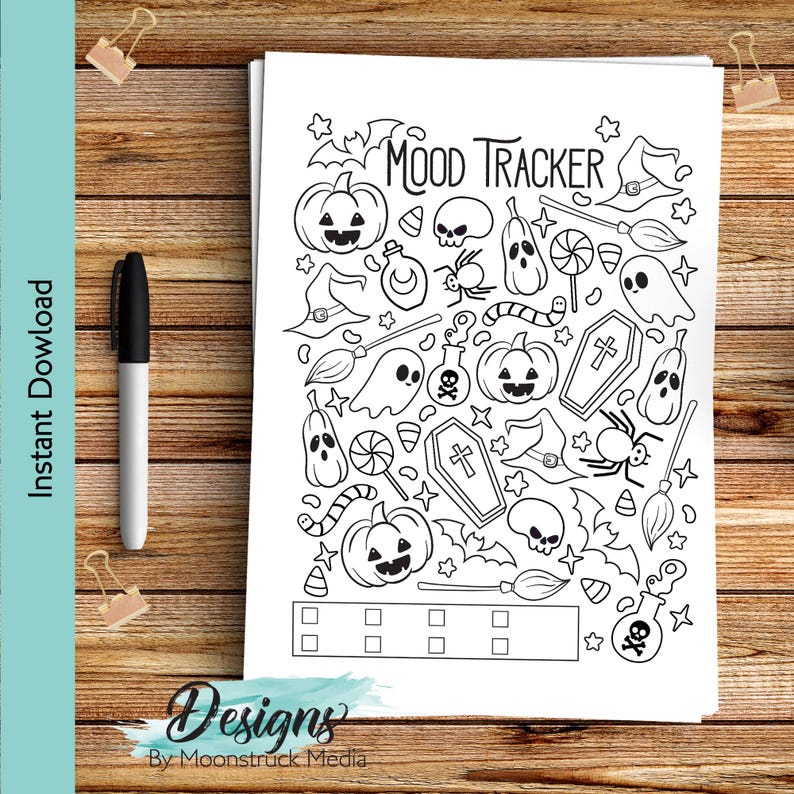 Halloween Mood Tracker Printable | Spooky Bullet Journal Page | October ...