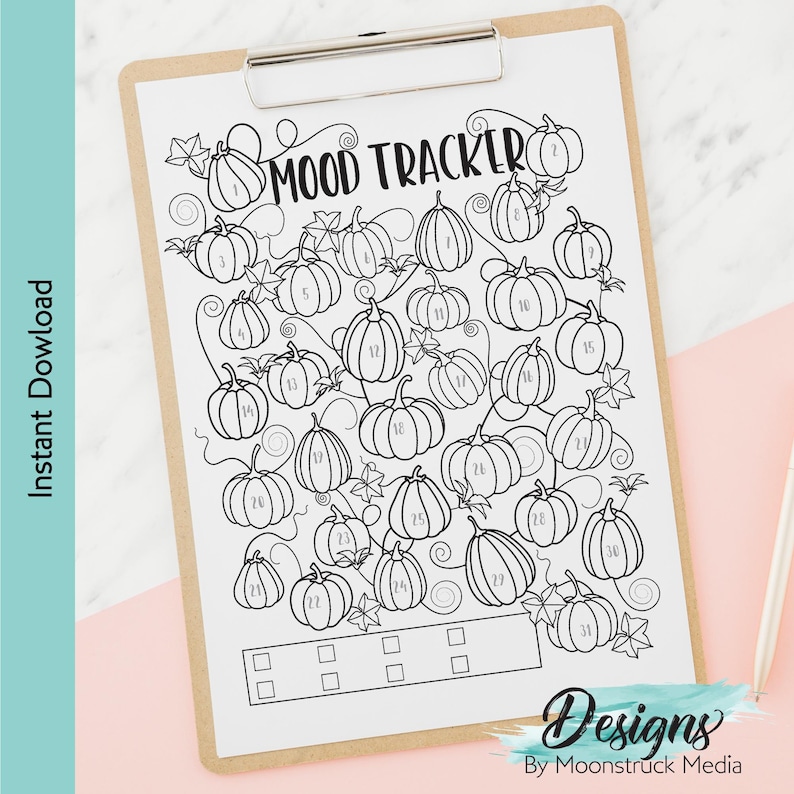 Pumpkin Mood Tracker Printable | Fall Bullet Journal Planner Insert ...