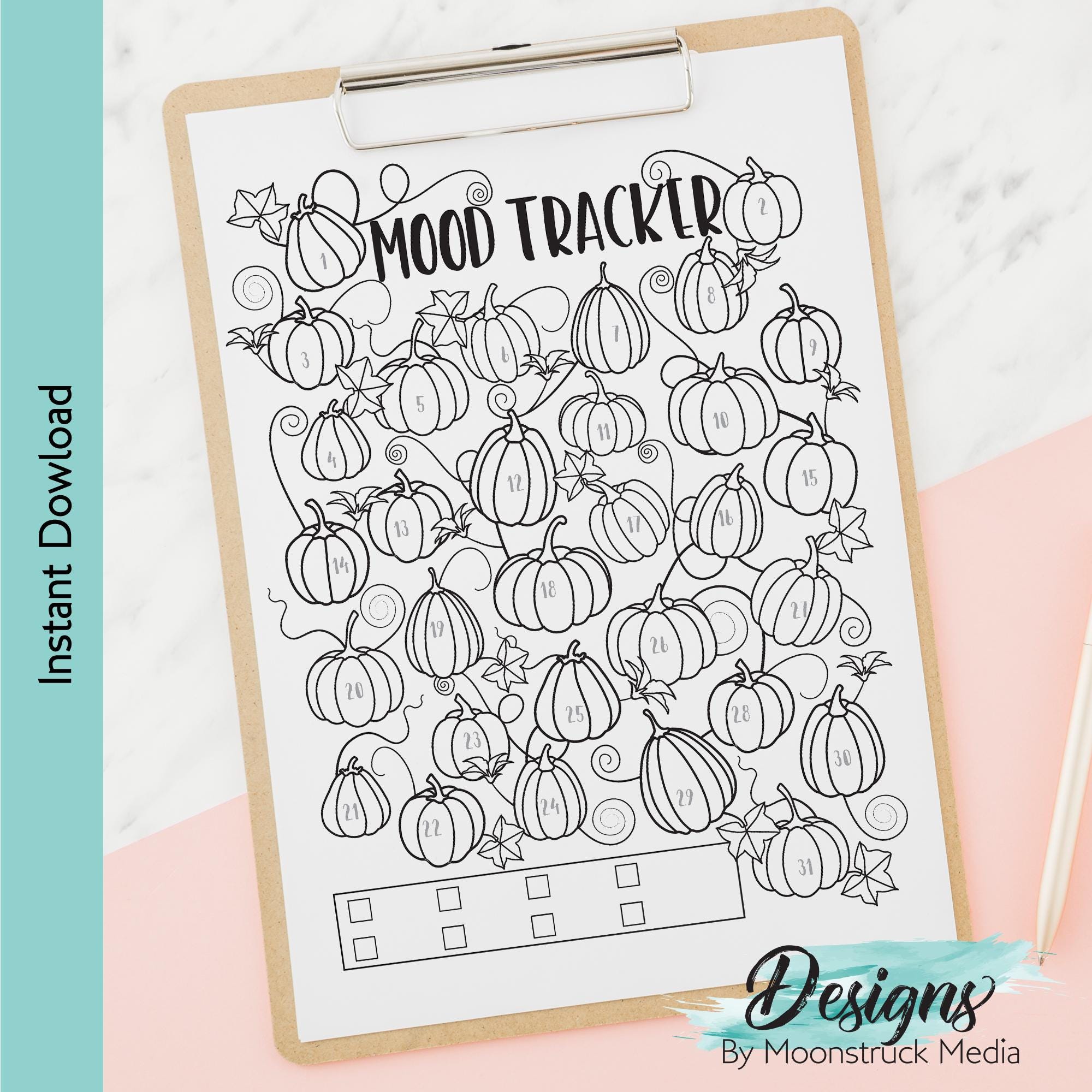 Pumpkin Mood Tracker Printable | Fall Bullet Journal Planner Insert ...