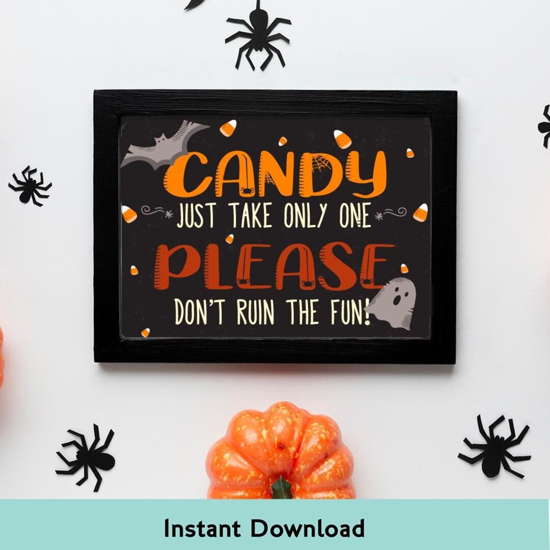 Halloween Trick or Treat Front Door Sign Please Take One or Two ...