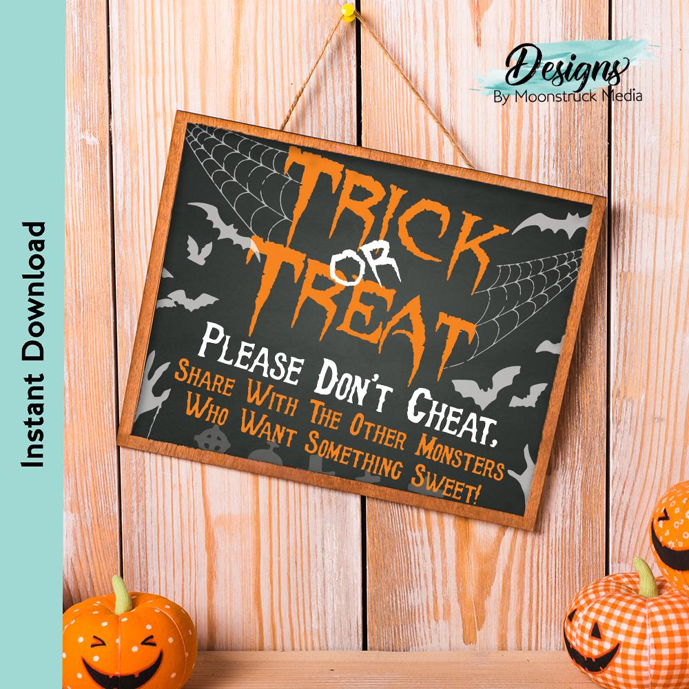 Halloween Trick or Treat Sign | Please Don’t Cheat Candy Sharing Sign ...