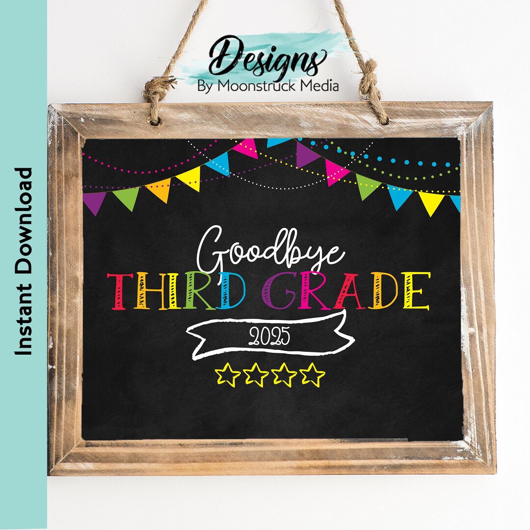 Goodbye Third Grade Sign | Last Day of 3rd Grade Printable Poster | End ...