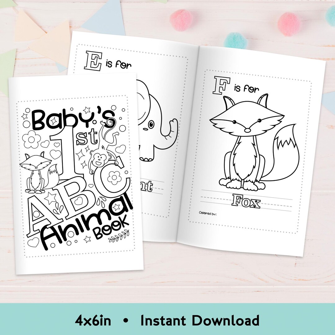 ABC Animal Coloring Book Printable | 4x6 Baby Shower Activity Book for ...