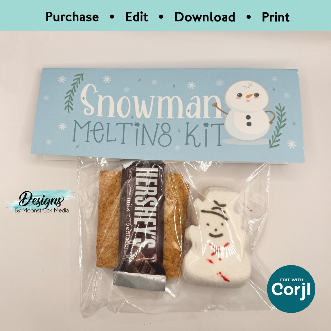 Snowman Melting Kit S’mores Label | How to Melt a Snowman Bag Topper ...