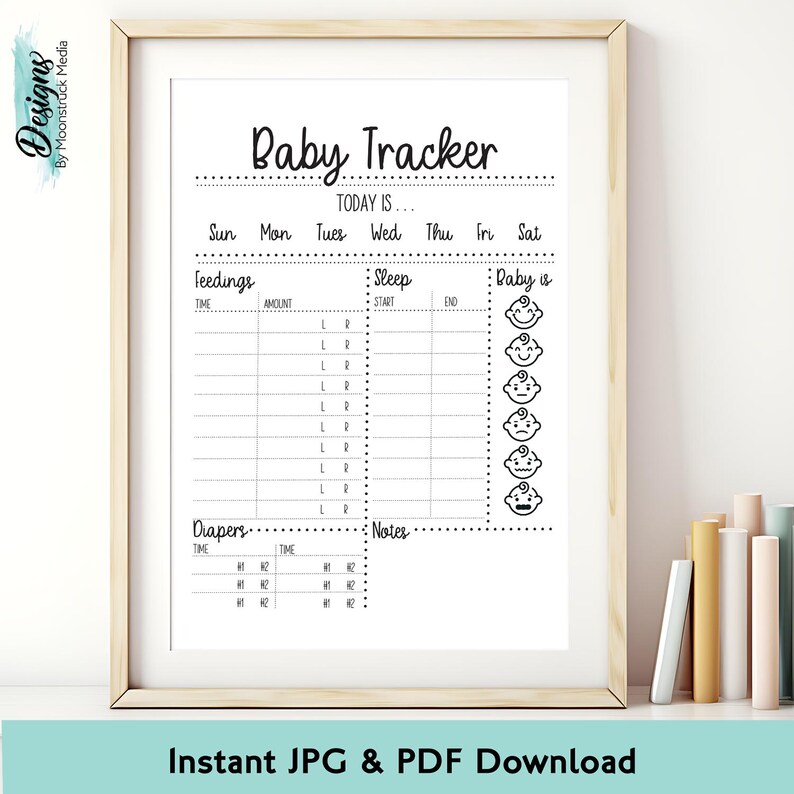 Baby Feeding and Sleep Tracker Printable | Breastfeeding and Diaper Log ...