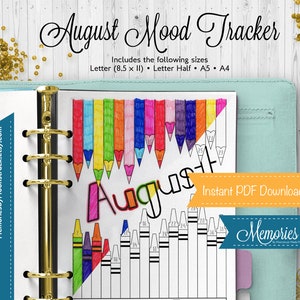 August Mood Tracker Bullet Journal Insert - Etsy