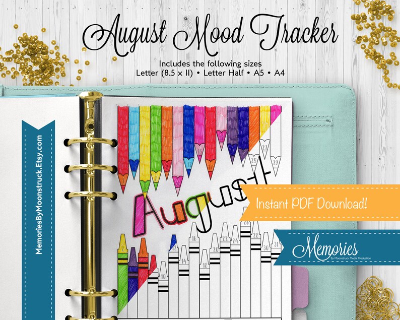 August Mood Tracker Bullet Journal Insert - Etsy