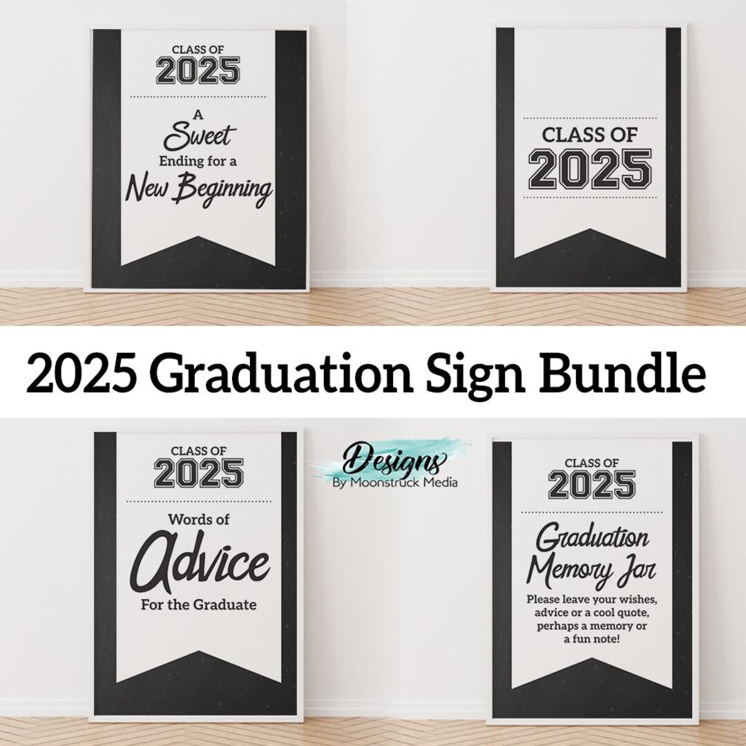 2025 Graduation Sign Bundle Printable Grad Advice Sign Memory Jar Class ...